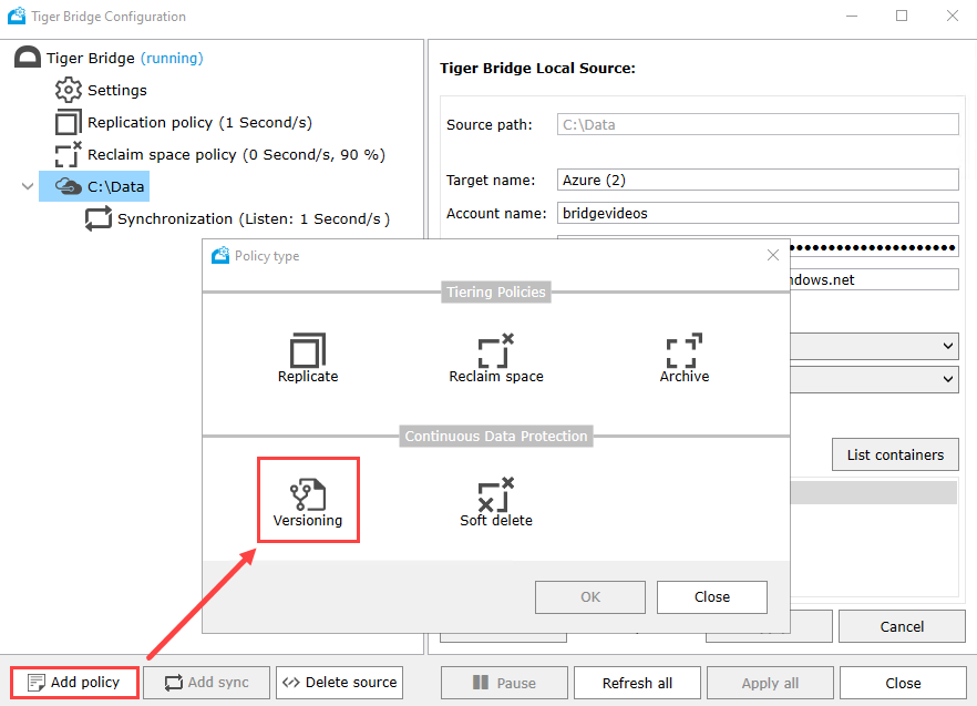 Continuous Data Protection with File Versioning